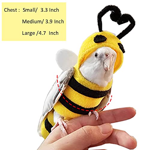 Gittcoll Anelekor Halloween Pet Birds Costume Small Animals Clothes Birds Cosplay Outfit Bee Shaped Hoodies for Parrots African Greys Parakeet Cockatiel Sun Conure Finch Budgie (Bee, Medium)