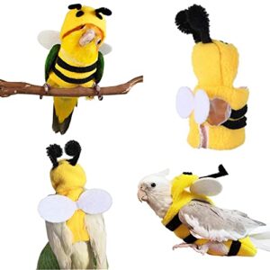 Gittcoll Anelekor Halloween Pet Birds Costume Small Animals Clothes Birds Cosplay Outfit Bee Shaped Hoodies for Parrots African Greys Parakeet Cockatiel Sun Conure Finch Budgie (Bee, Medium)