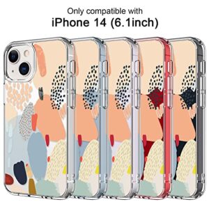 ICEDIO Phone Case for iPhone 14,Hybrid iPhone 14 Case with TPU Bumpers,Back Phone Cover,Raised Bezels,Drop Tested Clear iPhone Case with Screen Protector Multi-Colored Painting Cactus