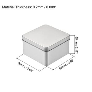 uxcell Metal Tin Box, 10pcs 3.66" x 3.66" x 2.17" Rectangular Empty Tinplate Containers with Lids, Silver Tone, for Home Organizer, Candles, Gifts, Car Keys, Crafts Storage