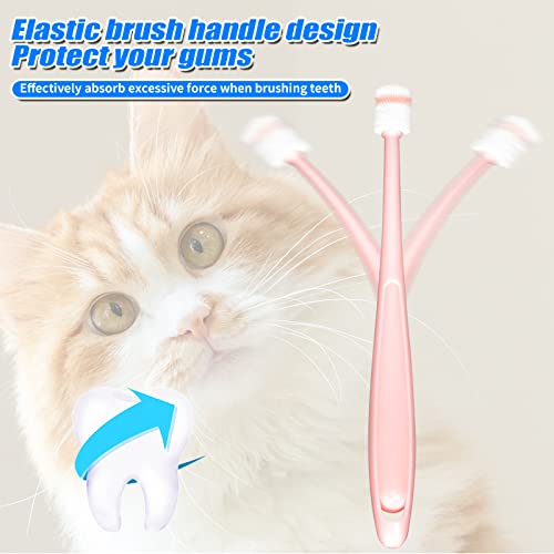 2 Pack Cat & Dog Toothbrush,360 Degree silicone pet Toothbrush,Cat Dental Care,Deep Clean,Independent Packaging,Bad Breath Tartar Teeth Care Dog Cat Cleaning Mouth pet cleaning covers (Blue&Pink)