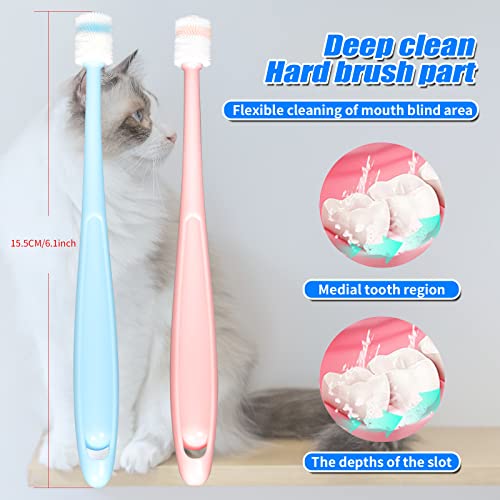 2 Pack Cat & Dog Toothbrush,360 Degree silicone pet Toothbrush,Cat Dental Care,Deep Clean,Independent Packaging,Bad Breath Tartar Teeth Care Dog Cat Cleaning Mouth pet cleaning covers (Blue&Pink)