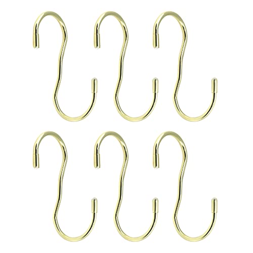 Faotup 6PCS Gold Iron Closet Rod Hooks for Bags,S Shaped Hooks for Closet,Purse Hanger Hooks,Gold Closet Rod Hook,Closet Rod Hooks for Hanging,Purse Hanger for Closet,4.29×2.24×2.12inches