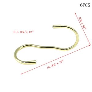 Faotup 6PCS Gold Iron Closet Rod Hooks for Bags,S Shaped Hooks for Closet,Purse Hanger Hooks,Gold Closet Rod Hook,Closet Rod Hooks for Hanging,Purse Hanger for Closet,4.29×2.24×2.12inches