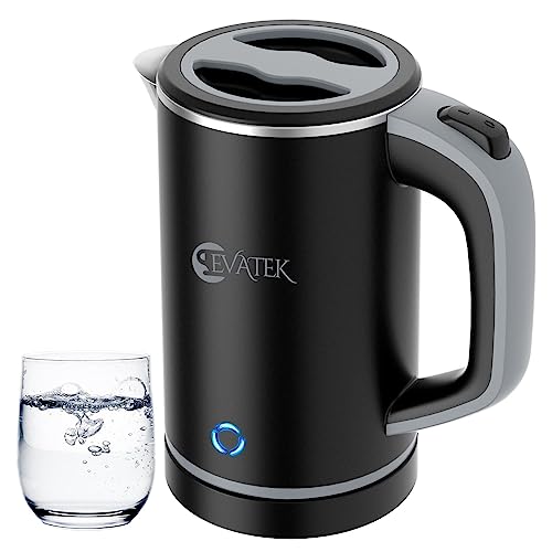 EVATEK Small Electric Kettle, Travel Mini Hot Water Boiler Heater, 304 Stainless Steel 0.8L Portable Electric Kettles for Boiling Water, 5 Mins Coffee Kettle Travel Teapot with Auto Shut-Off