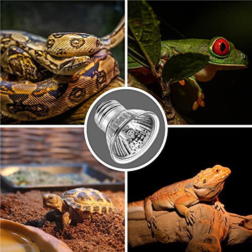 Heat Lamp Bulbs for Reptile, WEEGrow Warm White UVA Basking Light for Reptiles, Bearded Dragon Tank Accessories, Dimmable Reptile Heat Lamp 50W, Heat Bulb for Turtle Chicken Snake Gecko Lizard, 2 Pack