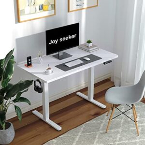 JYLH JOYSEEKER Electric Standing Desk, 48 X 24 Inches Adjustable Height Desk, Modern Sit Stand Up Desk with Memory Controller and Hook, Ergonomic Rising Desk for Home Office, White