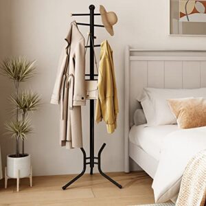 wisdom star coat racks freestanding, 12 hooks coat tree used in the bedroom living room office, coat hanger stand coat rack stand can be hang clothes, hats, bags, black