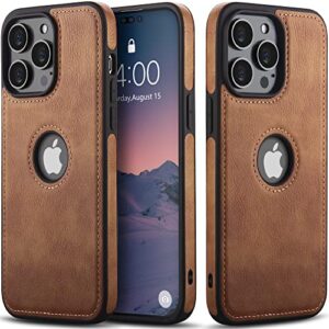 wtcase for iphone 14 pro max leather case, thin flexible soft grip luxury vgean pu leather cover for men, durable anti-scratch full phone cases compatible with iphone 14 pro max(2022) 6.7" (brown)