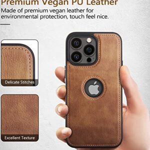 WTCASE for iPhone 14 Pro Max Leather Case, Thin Flexible Soft Grip Luxury Vgean PU Leather Cover for Men, Durable Anti-Scratch Full Phone Cases Compatible with iPhone 14 Pro Max(2022) 6.7" (Brown)