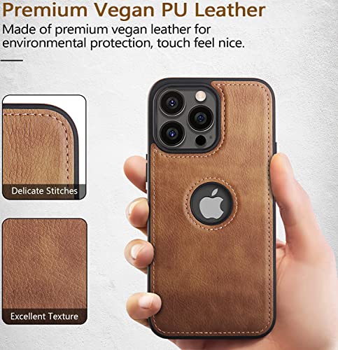 WTCASE for iPhone 14 Pro Max Leather Case, Thin Flexible Soft Grip Luxury Vgean PU Leather Cover for Men, Durable Anti-Scratch Full Phone Cases Compatible with iPhone 14 Pro Max(2022) 6.7" (Brown)