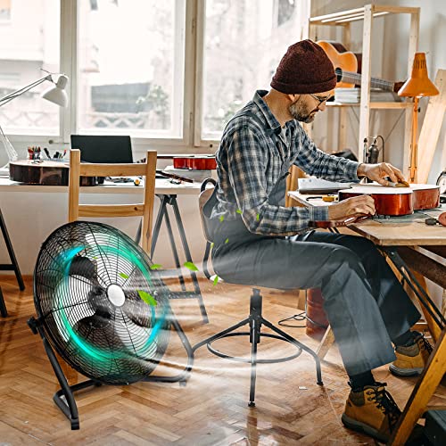 Tangkula 20" High Velocity Floor Fan, 3 Speed Fan w/Portable Handle, Adjustable Tilt Angle, Heavy-duty Metal Commercial & Residential Fan, Home & Industrial Fan for Garage Workshop Warehouse