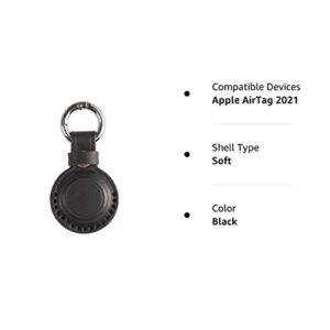 KEEPXYZ Genuine Leather Airtag Holder Suitable for Apple Airtag Keychain Leather, Small Air Tag Holder with Key Rings, Protective Airtag Case Cover Accessories - Black V1.0