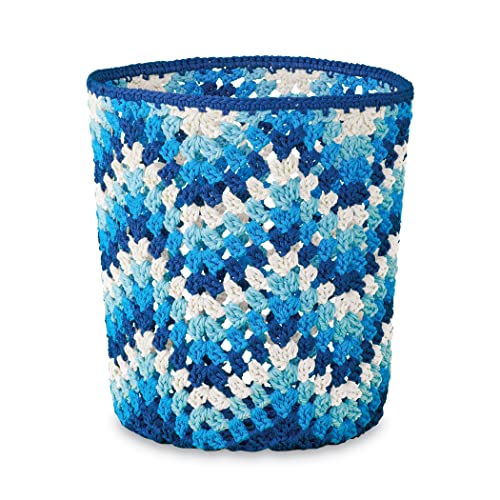 Collections Etc Crochet Chevron Pattern Decorative Wastebasket