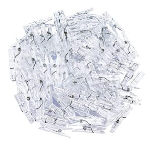 100 pcs mini clear photo clips, mini clothespins clip, clothes line clips, mini transparent plastic clips