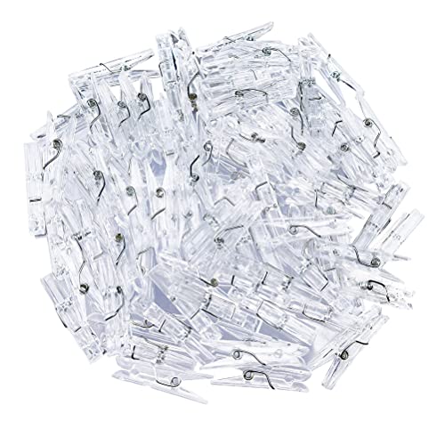 100 Pcs Mini Clear Photo Clips, Mini Clothespins Clip, Clothes Line Clips, Mini Transparent Plastic Clips