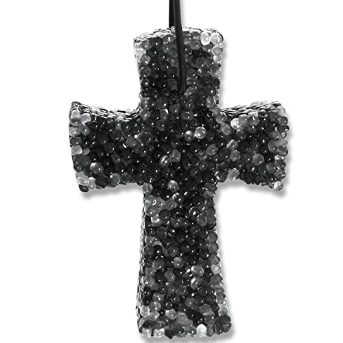 Icy Black Scented Freshie 1 Black and White Cross, Lone Star Candles and More’s Original Fragrance, Uniquely Masculine and Earthy, Air Freshener, Car Freshener Premium Aroma Beads, USA Made in Texas