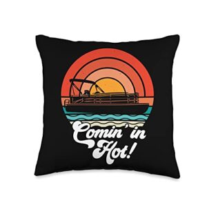 pontoon boat accessories & lake life tees comin in hot funny boat owner pontoon captain lake life throw pillow, 16x16, multicolor