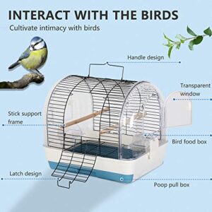 BestPet Bird Carrier Travel Cage with Perch Lightweight Bird Travel Bag Outdoor Gear Portable Transparent Parrot Carring Case Small Pet Travel Cage for Birds Cocktails Parakeets Conures,Light Blue