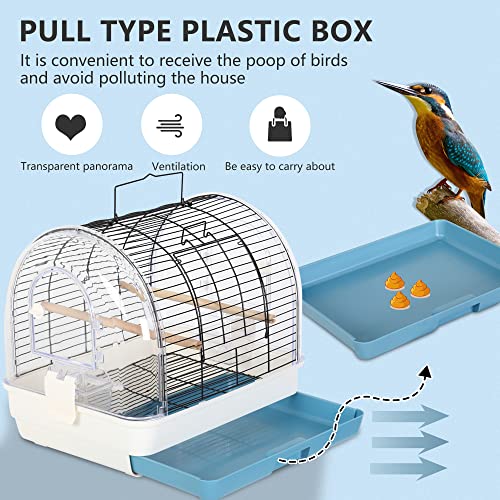 BestPet Bird Carrier Travel Cage with Perch Lightweight Bird Travel Bag Outdoor Gear Portable Transparent Parrot Carring Case Small Pet Travel Cage for Birds Cocktails Parakeets Conures,Light Blue