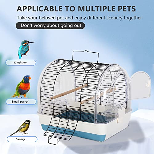 BestPet Bird Carrier Travel Cage with Perch Lightweight Bird Travel Bag Outdoor Gear Portable Transparent Parrot Carring Case Small Pet Travel Cage for Birds Cocktails Parakeets Conures,Light Blue