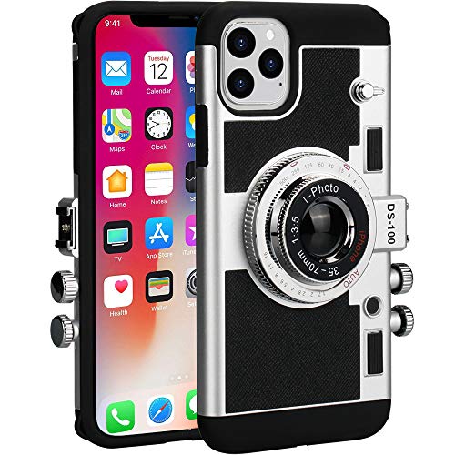 Awsaccy Emily in Paris Phone Case for iPhone 14 Pro 6.1 inch Camera Case Vintage Cover Cute 3D Cool Unique Design Silicone Case with Removable Neck Strap Lanyard for Girls Women Black