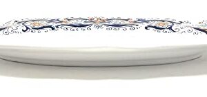 Nova Deruta Orange Fruit and Tulips, Blue Fleur De Lis, Floral Spirals Ceramic Serving Dish Plate Platter, Italian Handcrafted Earthenware for Sur La Table, Deruta, Made in Italy, 9.75" long x 13.25"