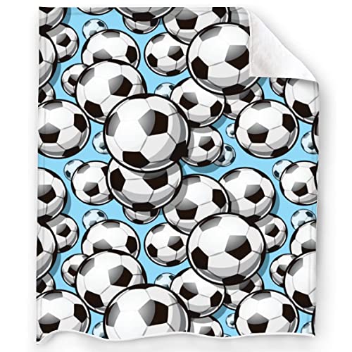 Soccer Throw Blanket Soft Fuzzy Plush Blanket Lightweight Flannel Blankets for Couch Bed Living Room Adults Kids Teens Gifts All Seasons 50"X40"