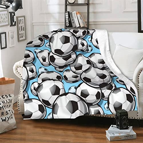 Soccer Throw Blanket Soft Fuzzy Plush Blanket Lightweight Flannel Blankets for Couch Bed Living Room Adults Kids Teens Gifts All Seasons 50"X40"