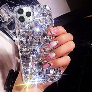 bonitec case for iphone 14 pro max glitter case for women girly 3d bling sparkle case luxury shiny crystal rhinestone diamond bumper clear glitter cover case for iphone 14 pro max, clear