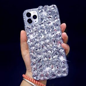 Bonitec Case for iPhone 14 Pro Max Glitter Case for Women Girly 3D Bling Sparkle Case Luxury Shiny Crystal Rhinestone Diamond Bumper Clear Glitter Cover Case for iPhone 14 Pro Max, Clear