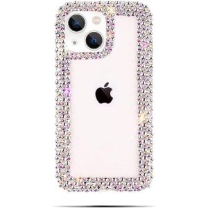 bonitec compatible with iphone 14 case for women girls 3d glitter sparkle bling case luxury shiny cute crystal charms rhinestone diamond bumper clear protective cases cover clear