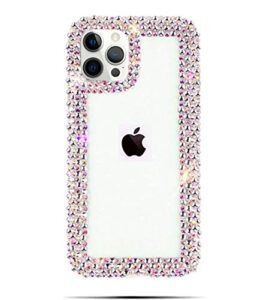 bonitec glitter iphone 14 pro max case, luxury 3d bling sparkle for women & girls, crystal rhinestone diamond cover, clear