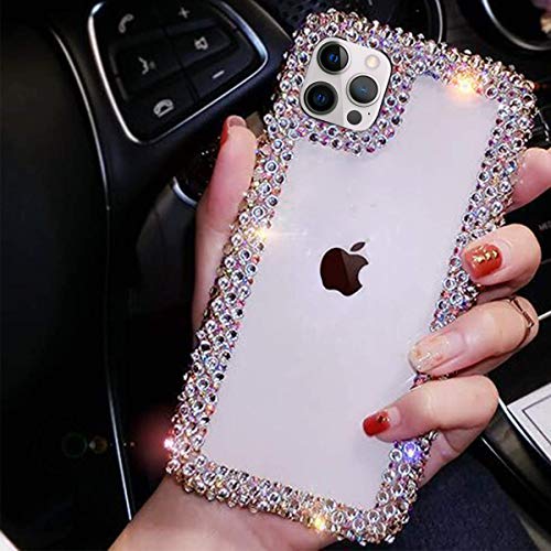 Bonitec Glitter iPhone 14 Pro Max Case, Luxury 3D Bling Sparkle for Women & Girls, Crystal Rhinestone Diamond Cover, Clear