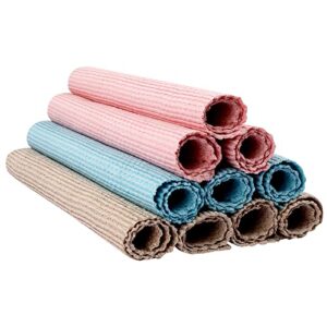 HAOBAOBEI Kitchen Towels, 10 Pack 12x12 Inch Absorbent Soft Dish Towels for Kitchen, Microfiber Kitchen Wash Cloth, Dish Rags for Washing Dishes, Dish Towel and Dish Dish Rag Sets, Blue Pink Beige