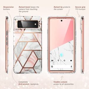 i-Blason Cosmo Series Case for Google Pixel 6a (2022 Release), Slim Full-Body Stylish Protective Case with Built-in Screen Protector (Marble)