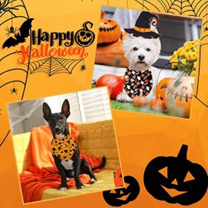 3 Pack Halloween Dog Bandanas, XIEJ Triangle Reversible Bandannas for Dogs, Soft and Breathable Adjustable Halloween Pumpkin Ghost Patterns Printing Dog Handkerchief for Medium Large Dogs