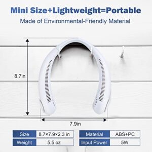 Simple Deluxe Portable Rechargeable Neck Fan, Hands Free Bladeless Headphone Design Personal Fan with 3 Speeds, Features with Flexible Size, 360° Cooling, Ultra Quiet (Color: White) (HIFANXNECKW01)