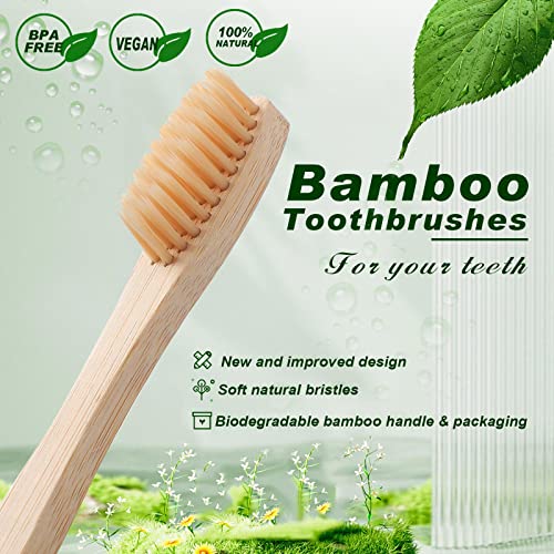 Sieral 120 Pcs Bamboo Toothbrushes Soft Bristle Toothbrush Travel Wooden 7 Inch Manual for Kids Teens Adults Home Travel, Individually Wrapped, 12 Color, Blue,green,purple,white