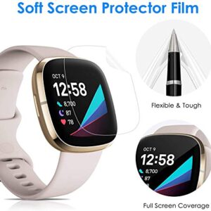 NANW 12-Pack Screen Protector Compatible with Fitbit Versa 4/Sense 2/Sense/Versa 3, Full Coverage Flexible Protective Film Screen Cover Saver Ultra Clear Anti-Bubble Screen Protector for Sense 2 Smartwatch