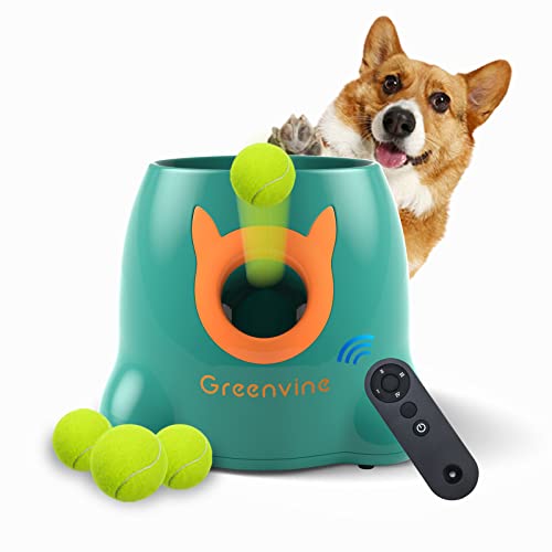 Greenvine Automatic Dog Ball Launcher Interactive Ball Thrower Fetch it Machine 6 Balls Included Premium