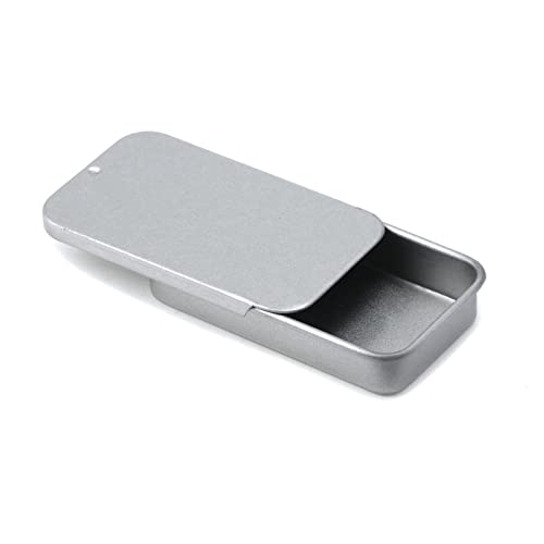 Tighall 8PCS Metal Slide Top Tin Containers Rectangle Tin Box Empty Storage Tins for Lip Balm Candles Crafts Candies Jewelry (2.2"*1.1"*0.4",Silver)