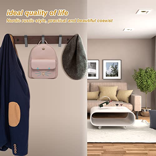 Coat Hooks Wall Mounted, Wood Wall Hooks Rack for Hanging Coat Hat Backpack, Farmhouse Heavy Duty Coat Rack Hangers for Jacket Towel Bag