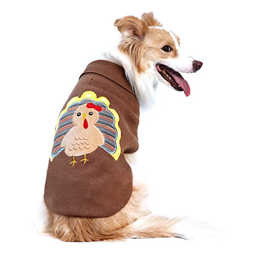 Hotumn Dog Sweater with Hole Thanksgiving Classic Knitwear Pup Dog Shirts Turkey Pattern Dog Dress Warm Winter Pet Clothes for Small Medium Dogs (X-Large)