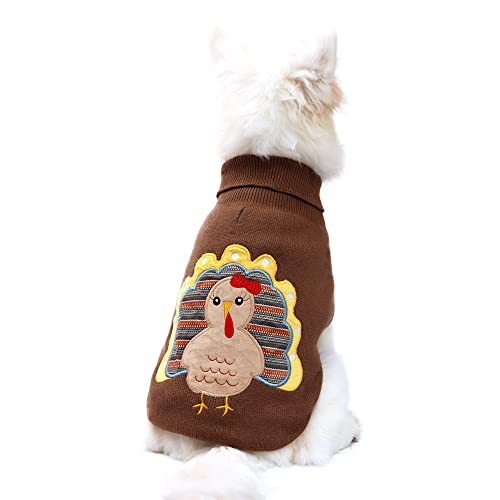 Hotumn Dog Sweater with Hole Thanksgiving Classic Knitwear Pup Dog Shirts Turkey Pattern Dog Dress Warm Winter Pet Clothes for Small Medium Dogs (X-Large)