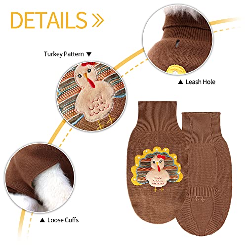 Hotumn Dog Sweater with Hole Thanksgiving Classic Knitwear Pup Dog Shirts Turkey Pattern Dog Dress Warm Winter Pet Clothes for Small Medium Dogs (X-Large)