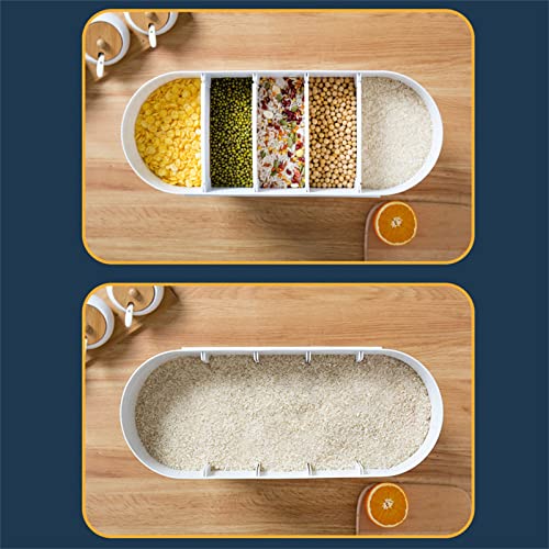 5-Grid Rice Dispenser, 20Lbs Rice Storage Container Cereal Dispenser Wall Mounted Dry Food Storage Containers Airtight Food Storage Containers for Pantry Rice Cup for Kitchen Organization and Storage