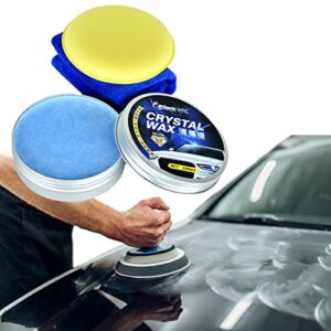 Car Wax Crystal Plating Set, Car Coating Wax Hard Glossy Carnauba Wax Coating Care, Car Scratches Fast Repair with Waxing Sponge and Towel (2Pack)