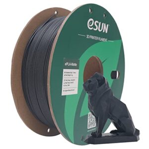 esun upgraded matte pla filament 1.75mm, excellent adhesion matte 3d printer pla filament, 1kg spool 3d printing filament for 3d printers, paper reel, deep black