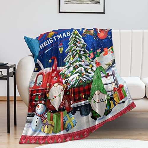 Merry Christmas Blanket, Throw Blanket Super Soft Warm Throws Winter Holiday Graphic Print Blanket for Sofa Bed Couch, 40”x50”